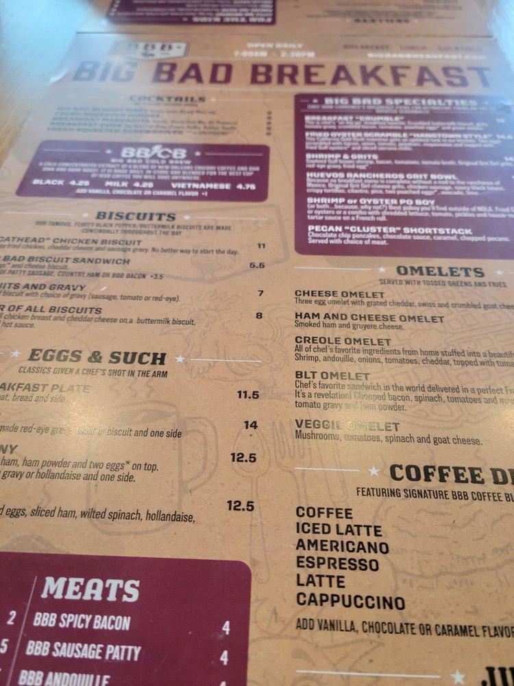 Menu at Big Bad Breakfast - Franklin restaurant, Franklin