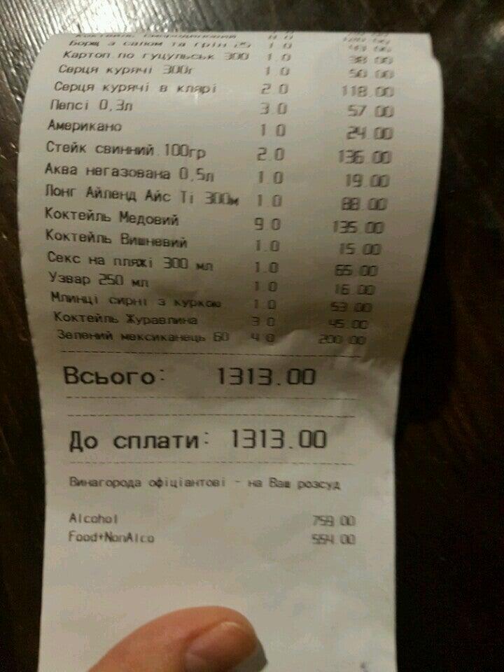 Menu at Bigos pub & bar, Lviv
