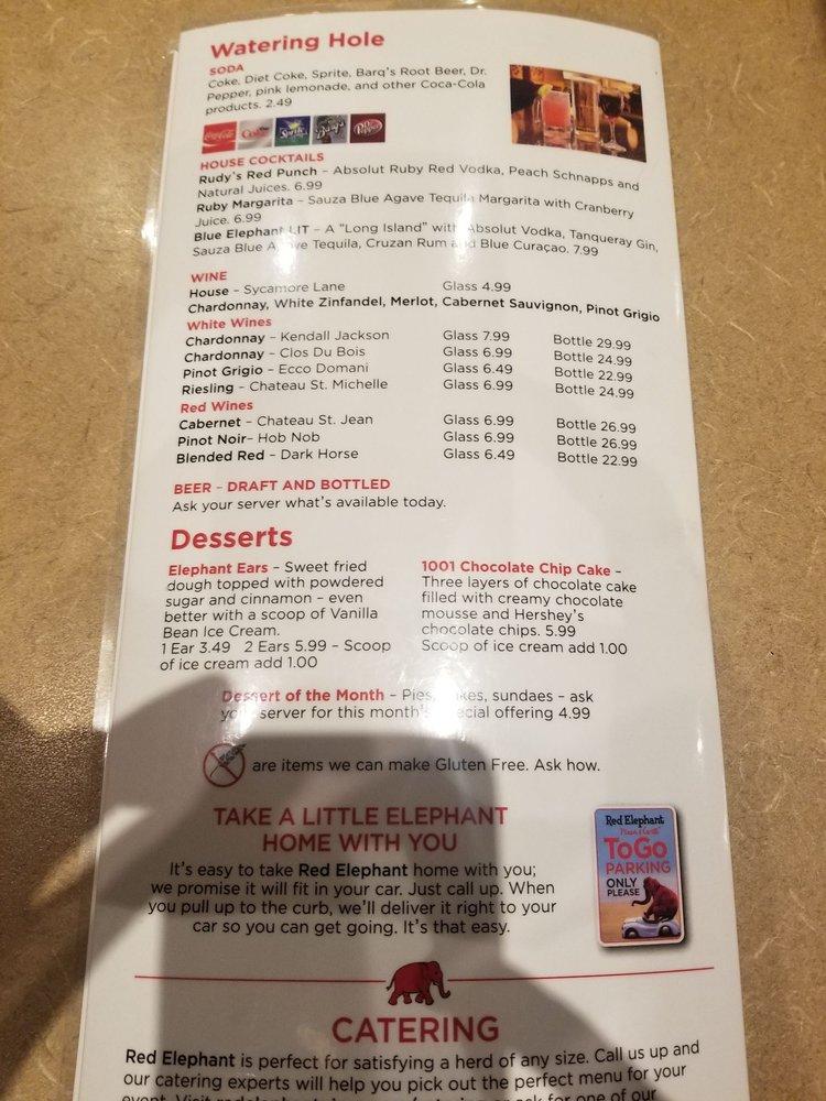 Menu at Red Elephant Pizza & Grill pizzeria, Dothan