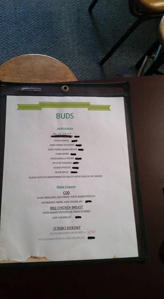 Menu at Bud's Pub, Bremen