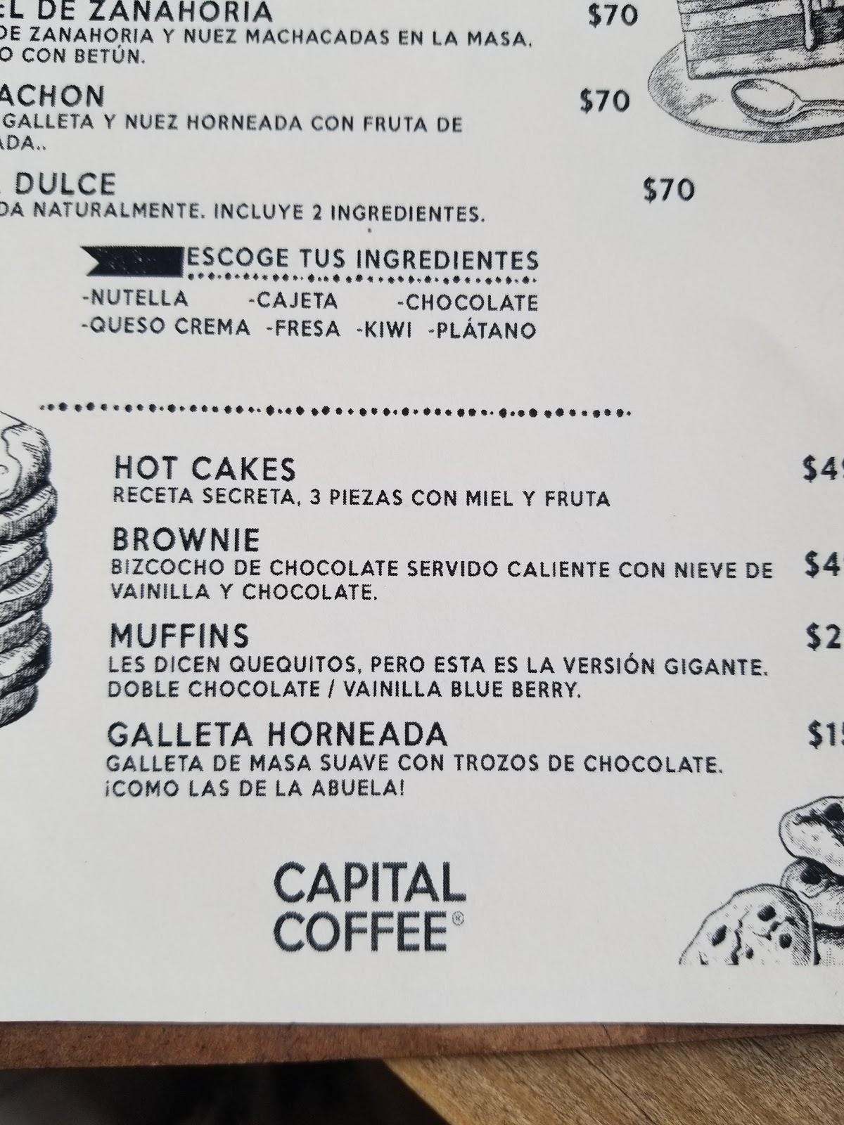 Carta del restaurante Capital Coffee, Saltillo, Gral. Nicolás Bravo 109