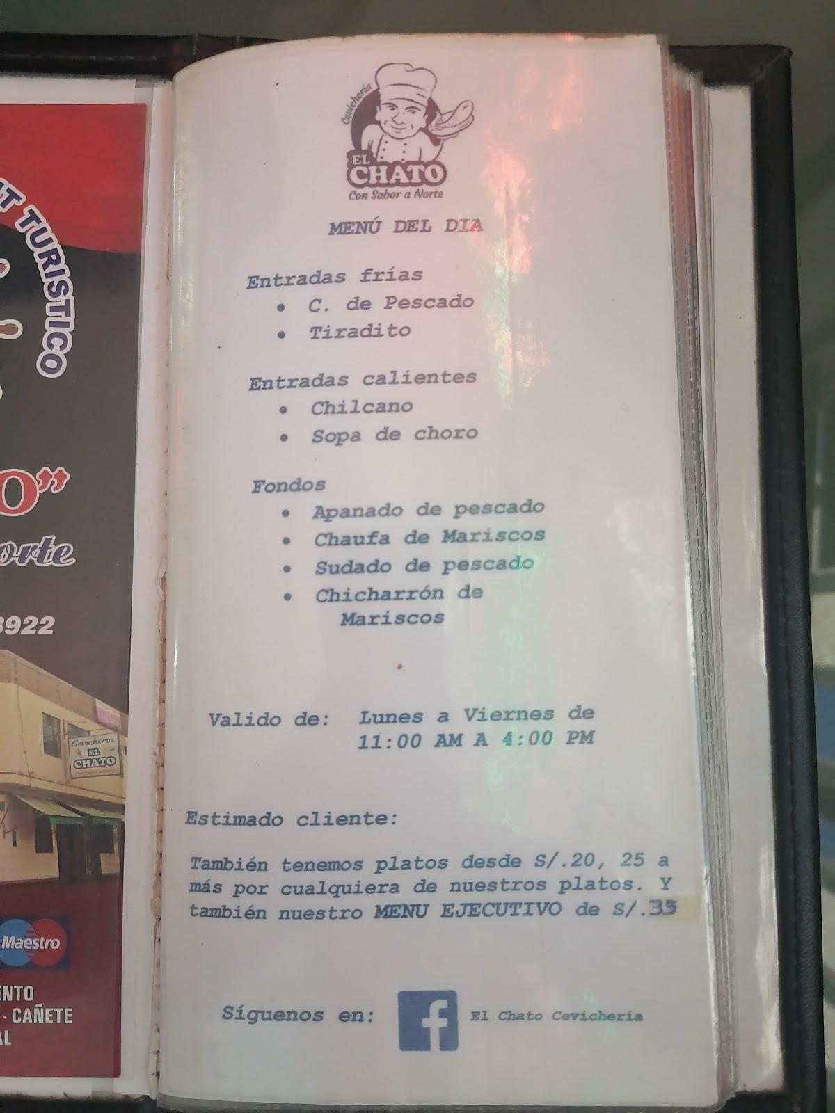 Carta del restaurante Cevichería "El Chato", Imperial