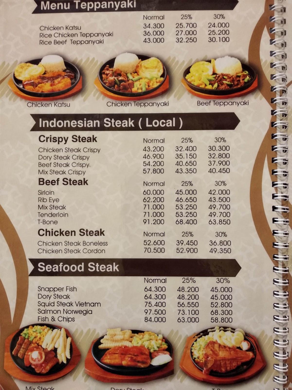 Menu at D'nine Steak cafe, Surabaya