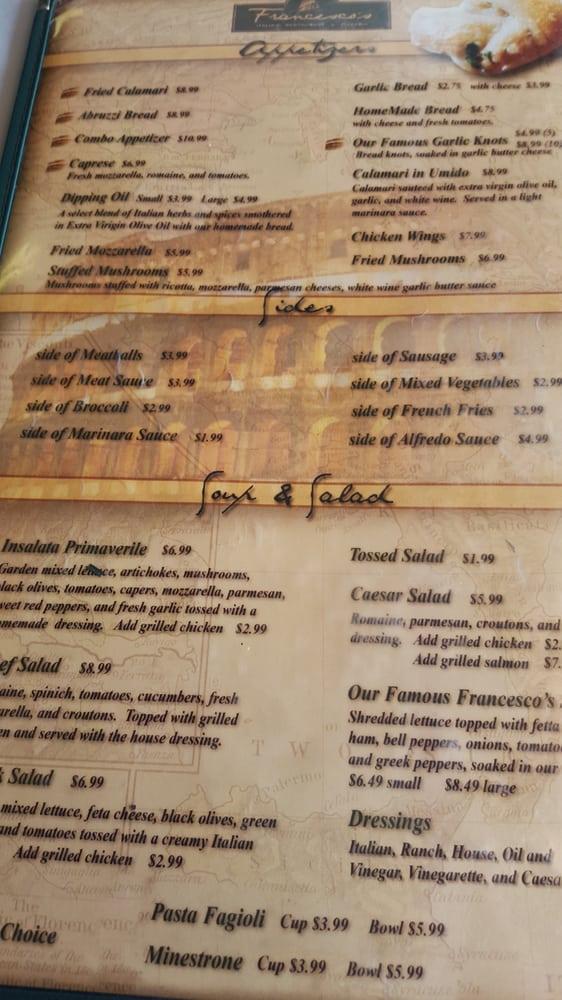 Menu at Francesco's Italian Restaurant, Decatur, Hwy 31 S