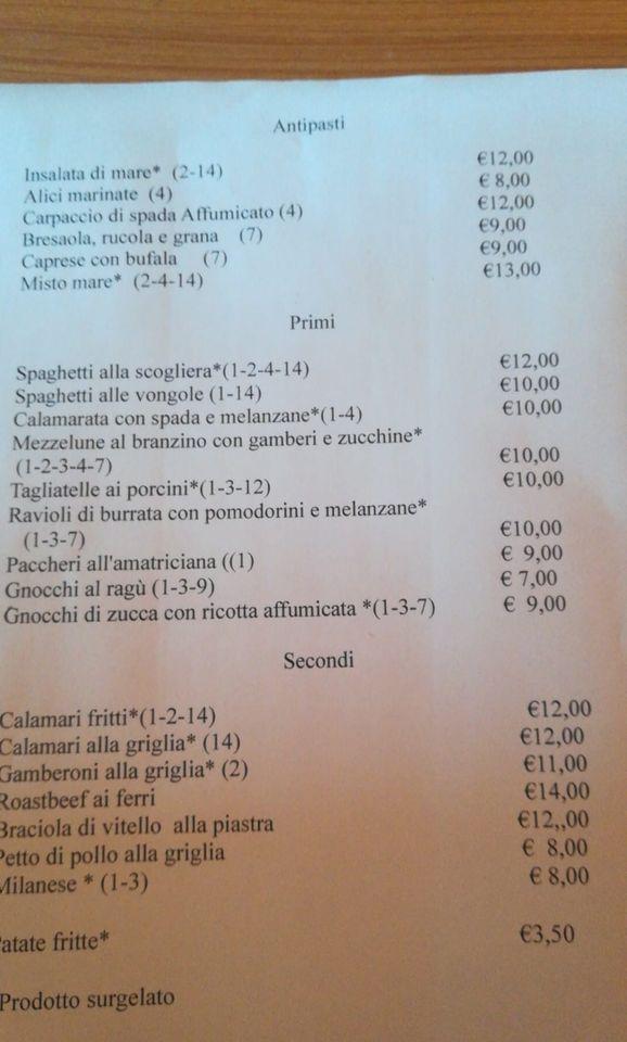 Menu da La Rusticana pizzeria, Gradisca d'Isonzo