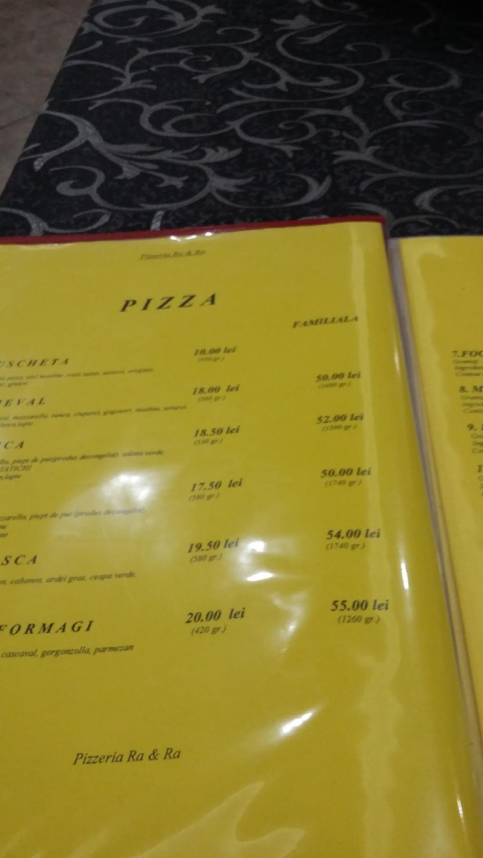 Menu at Pizzerie - Restaurant RA&RA, Făgăraș
