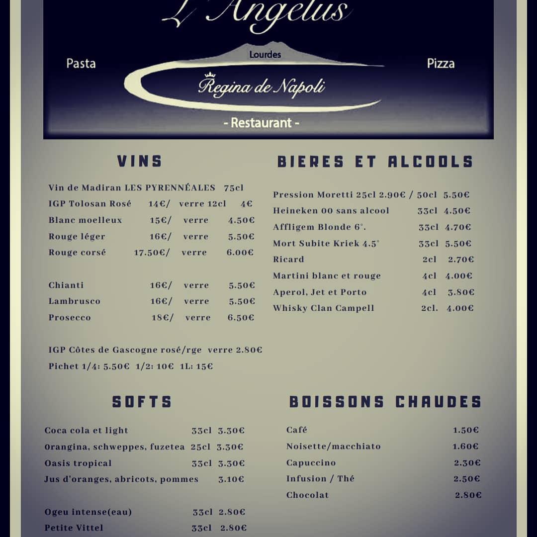Menu at RESTAURANT PIZZERIA L'ANGELUS, Lourdes