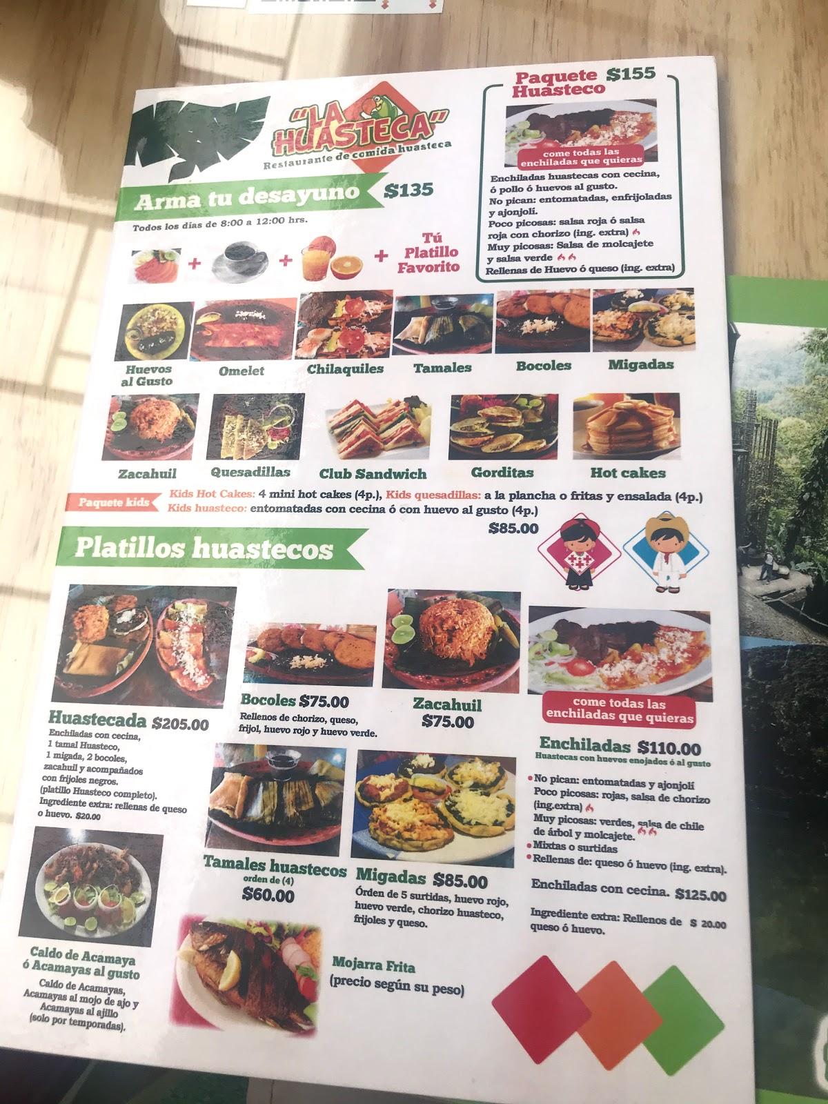 Carta de Restaurante El Loro Huasteco de Lomas, San Luis Potosi