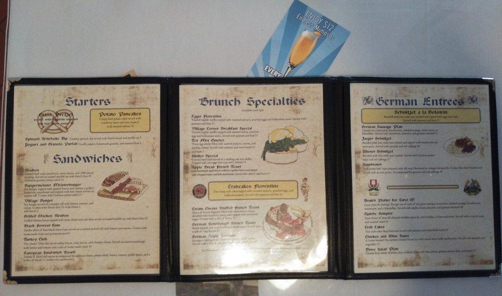 Menu at The Village Corner German Restaurant & Bakery, Stone Mountain