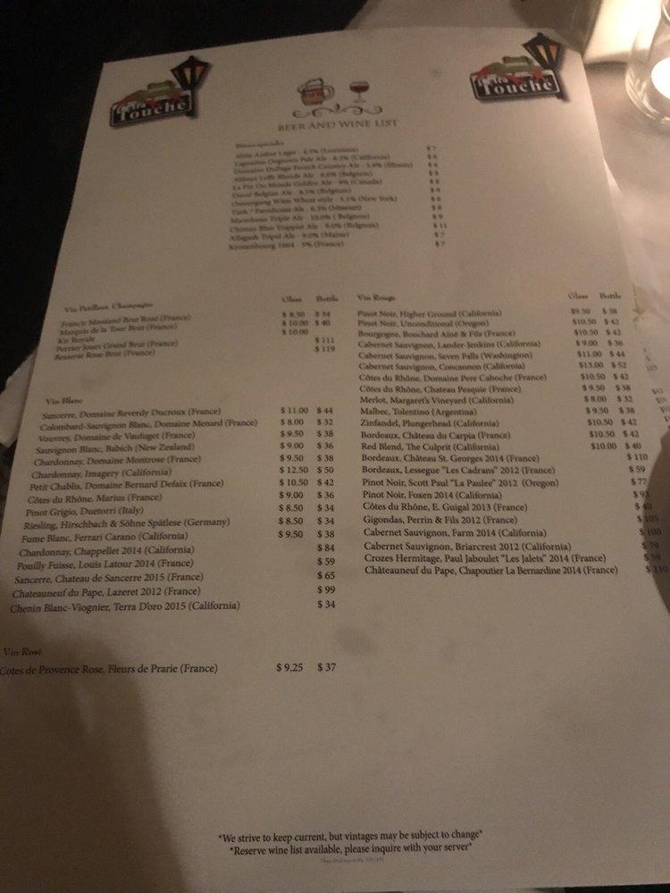 Carta de Café Touché, Chicago
