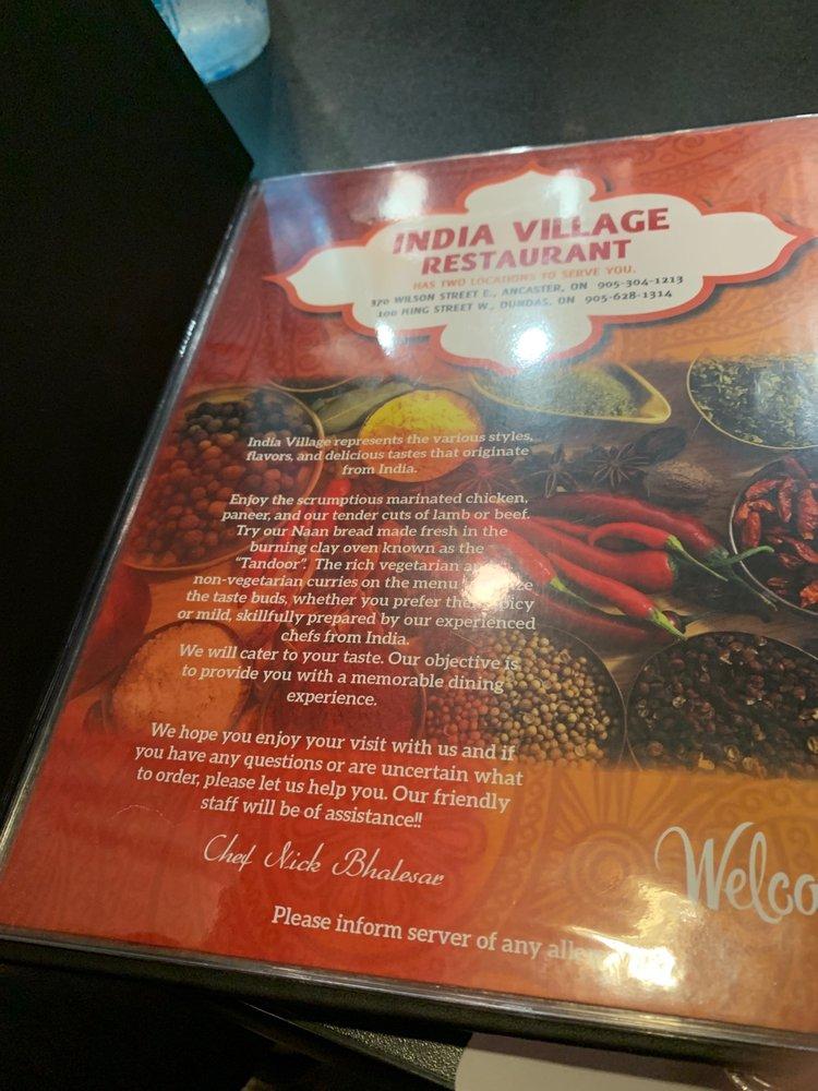 Menu at India Village Restaurant, Hamilton, 100 King St W