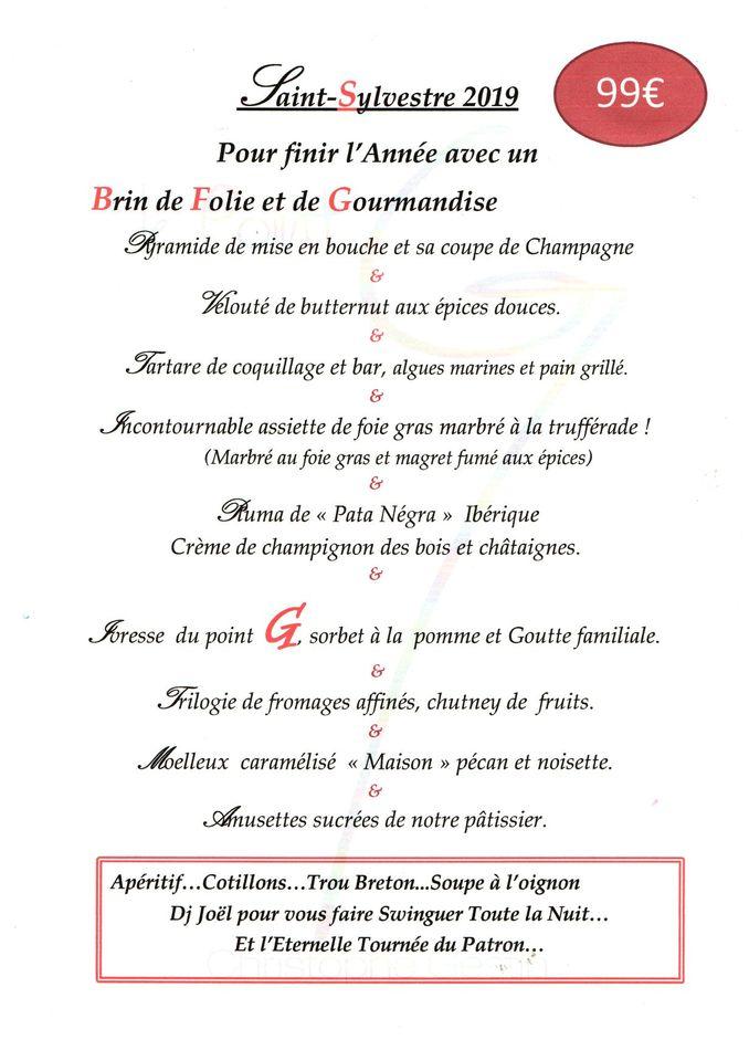 Menu au Restaurant Le Point g, Saint-Broladre