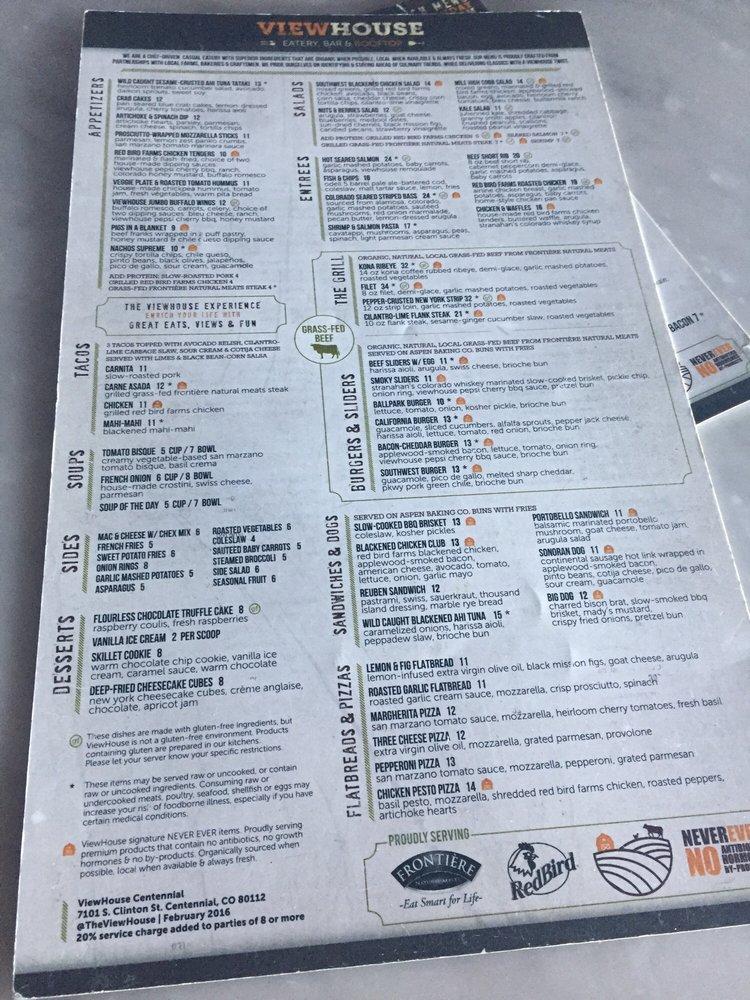 Menu at ViewHouse pub & bar, Centennial, S Clinton St