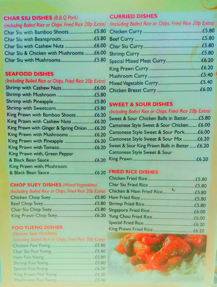 Menu at Canton restaurant, Alloa