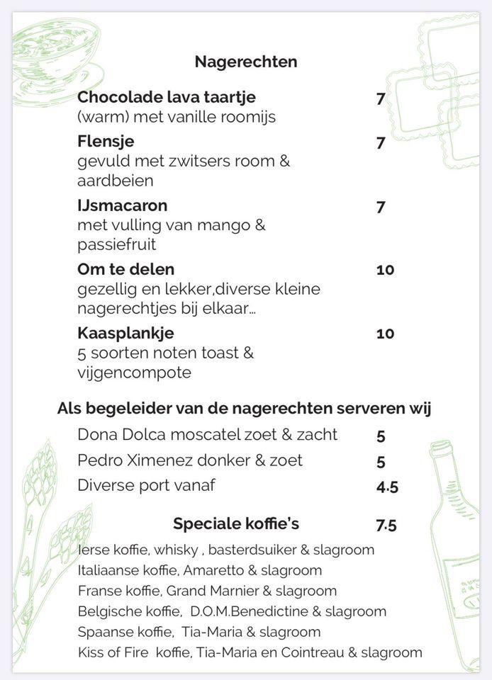 Menu at De Bokkesteeg., Santpoort-Noord