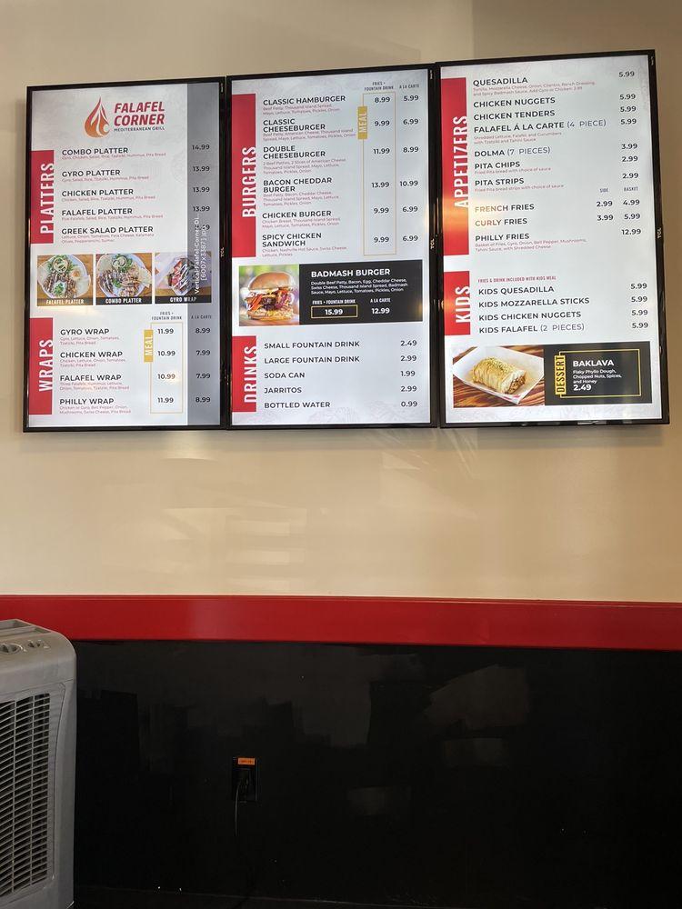 Menu at Falafel Corner restaurant, Antelope