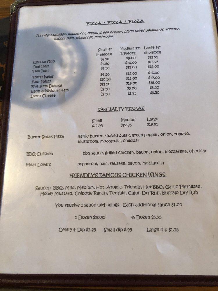 Menu at Friendly Inn pub & bar, Medina