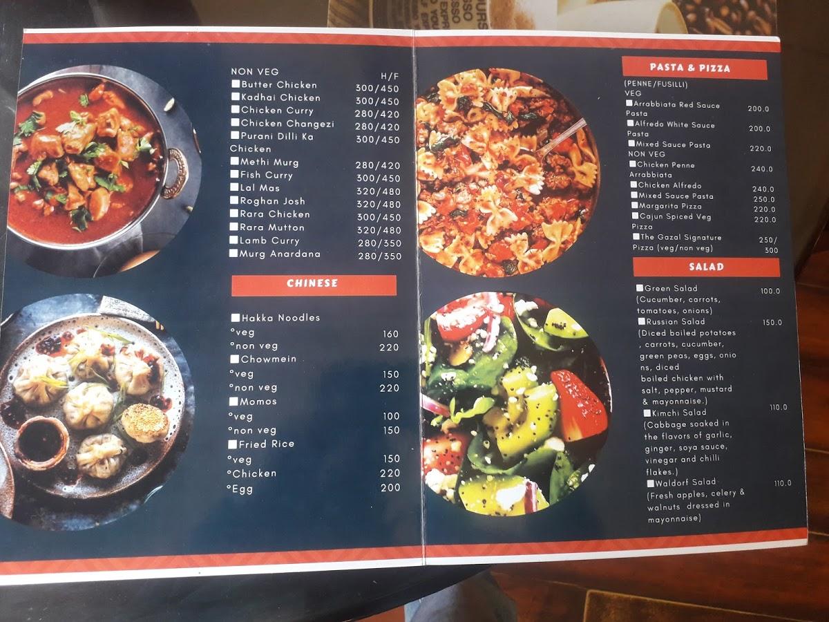 Menu at THE GAZAL BAR & RESTAURANT, Shimla