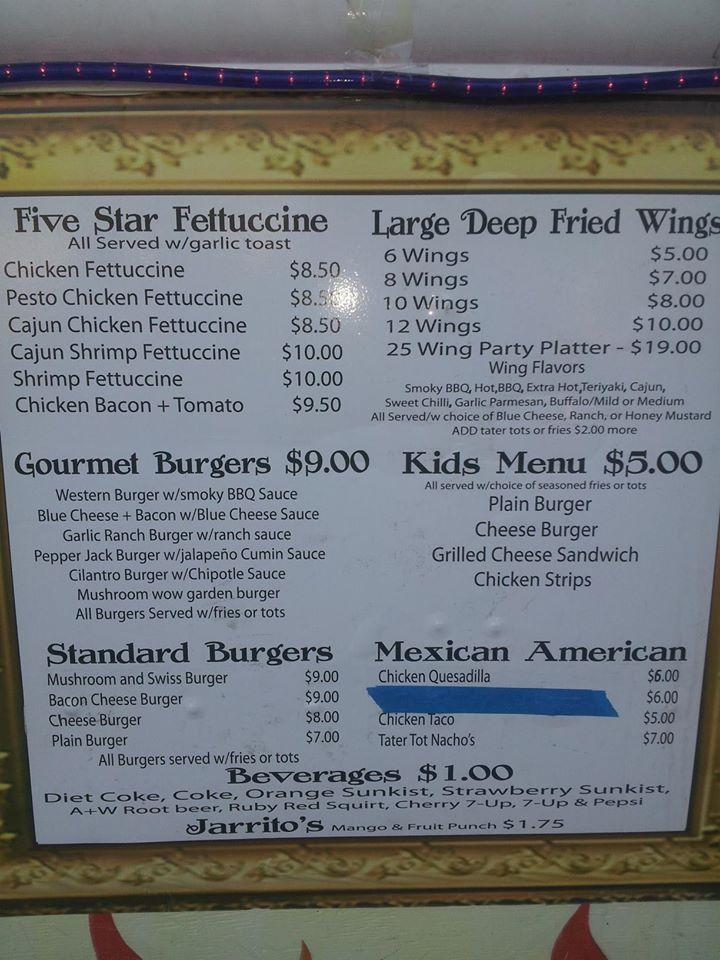 Menu at KP's Kick'N Grill restaurant, Libby, Minnesota Ave