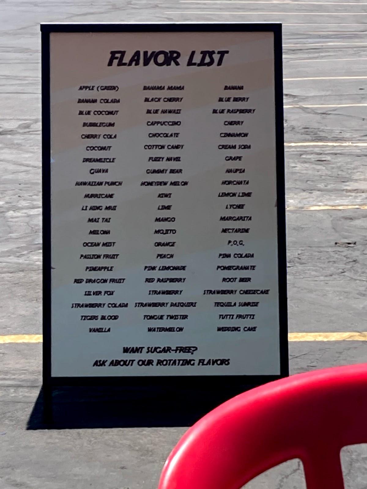 Menu at Kailea Hawaiian Shave Ice restaurant, Holladay