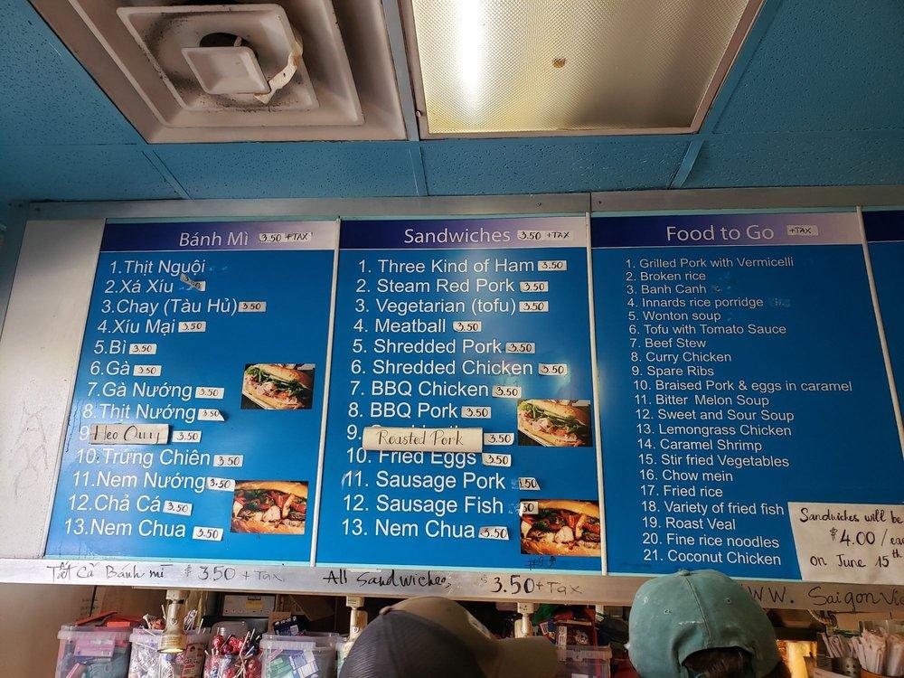 Menu at Saigon Vietnam Deli restaurant, Seattle