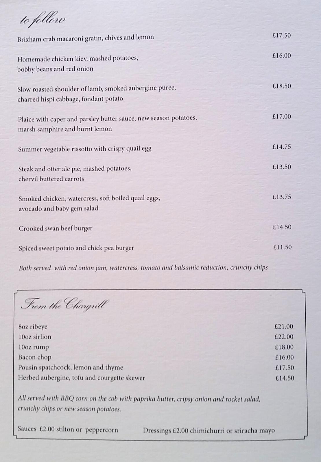 Menu at The Crooked Swan pub & bar, Crewkerne