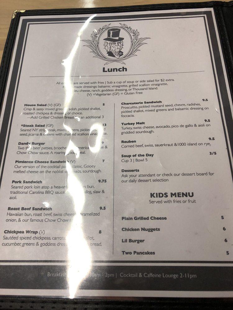 Carta del restaurante The Dandy Lion, Iowa City