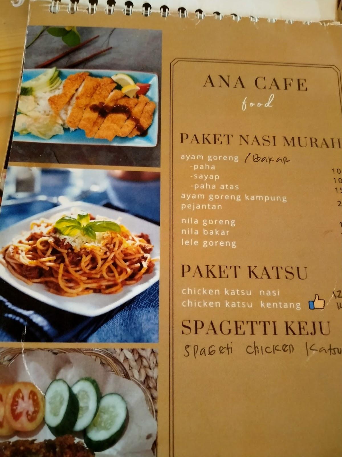 Menu at ANA CAFE, Muntilan