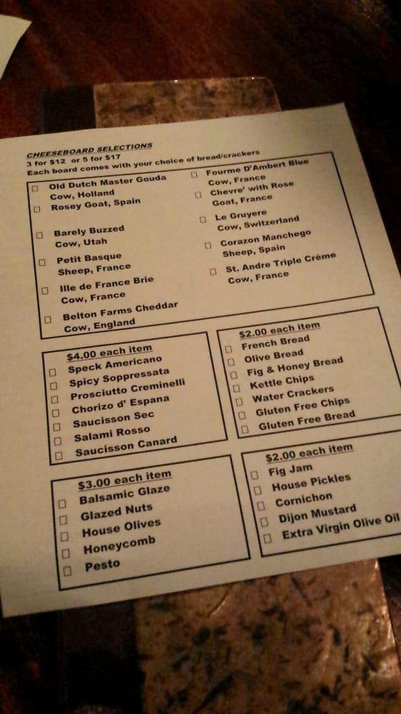 Menu at Bacchus Bar and Bistro, Irvine