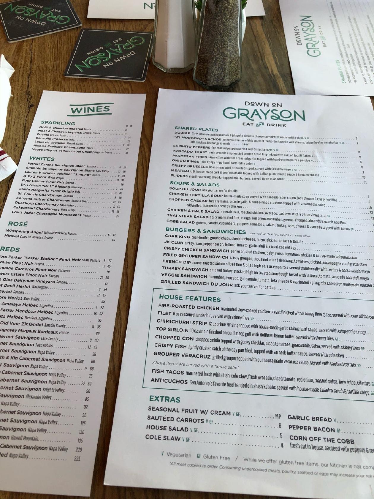 Menu at Down On Grayson pub & bar, San Antonio