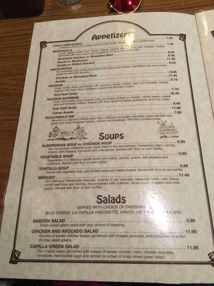 Menu at La Capilla Mexican Restaurant, La Palma