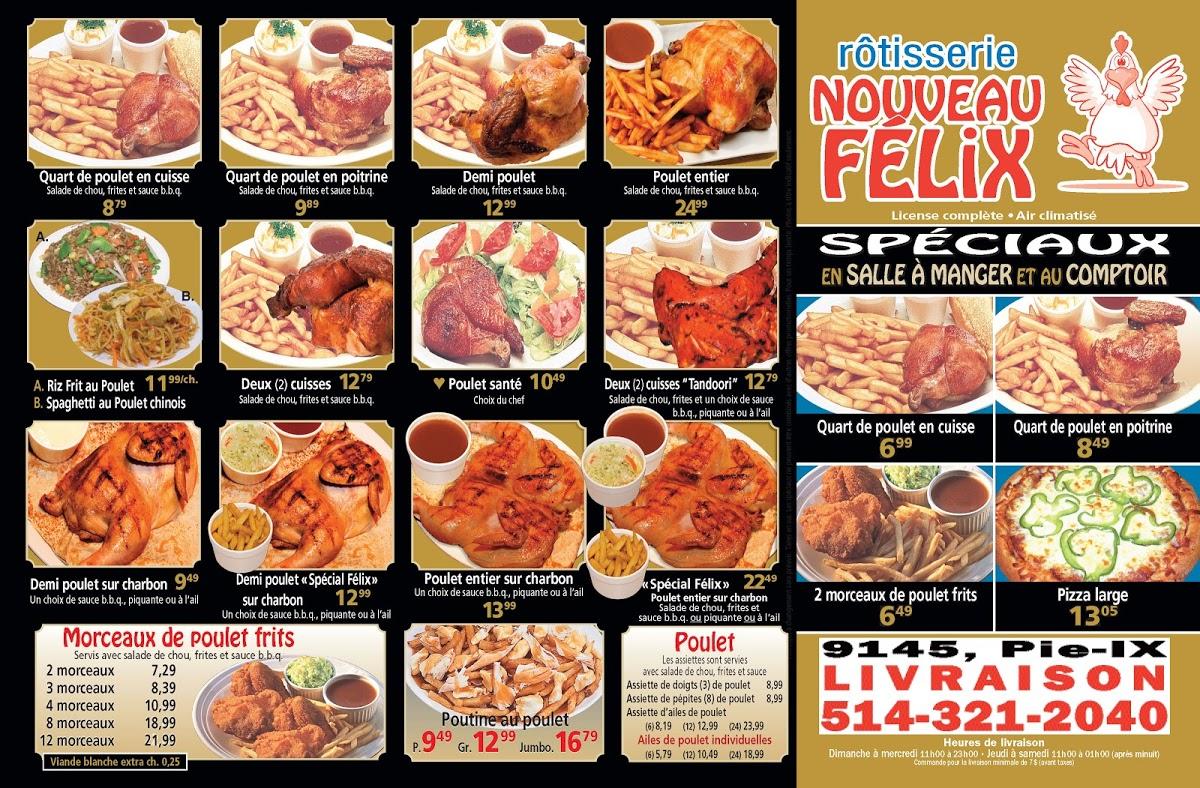 Menu au Restaurant Nouveau Félix, Montréal