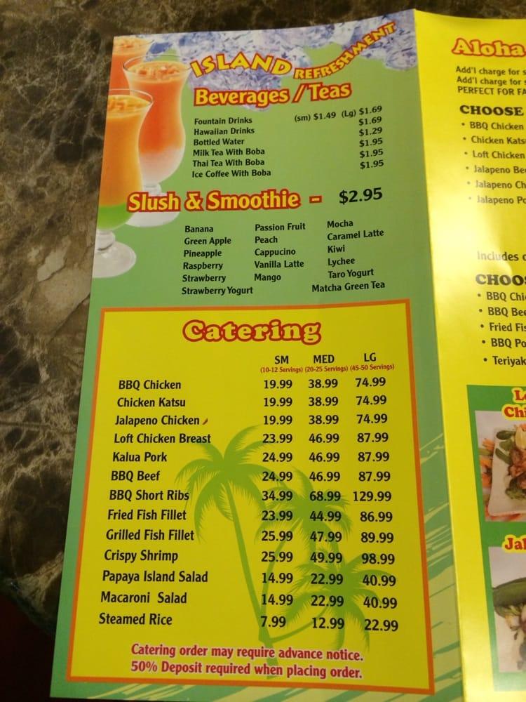 Menu at Aloha K Hawaii BBQ, Rancho Cucamonga