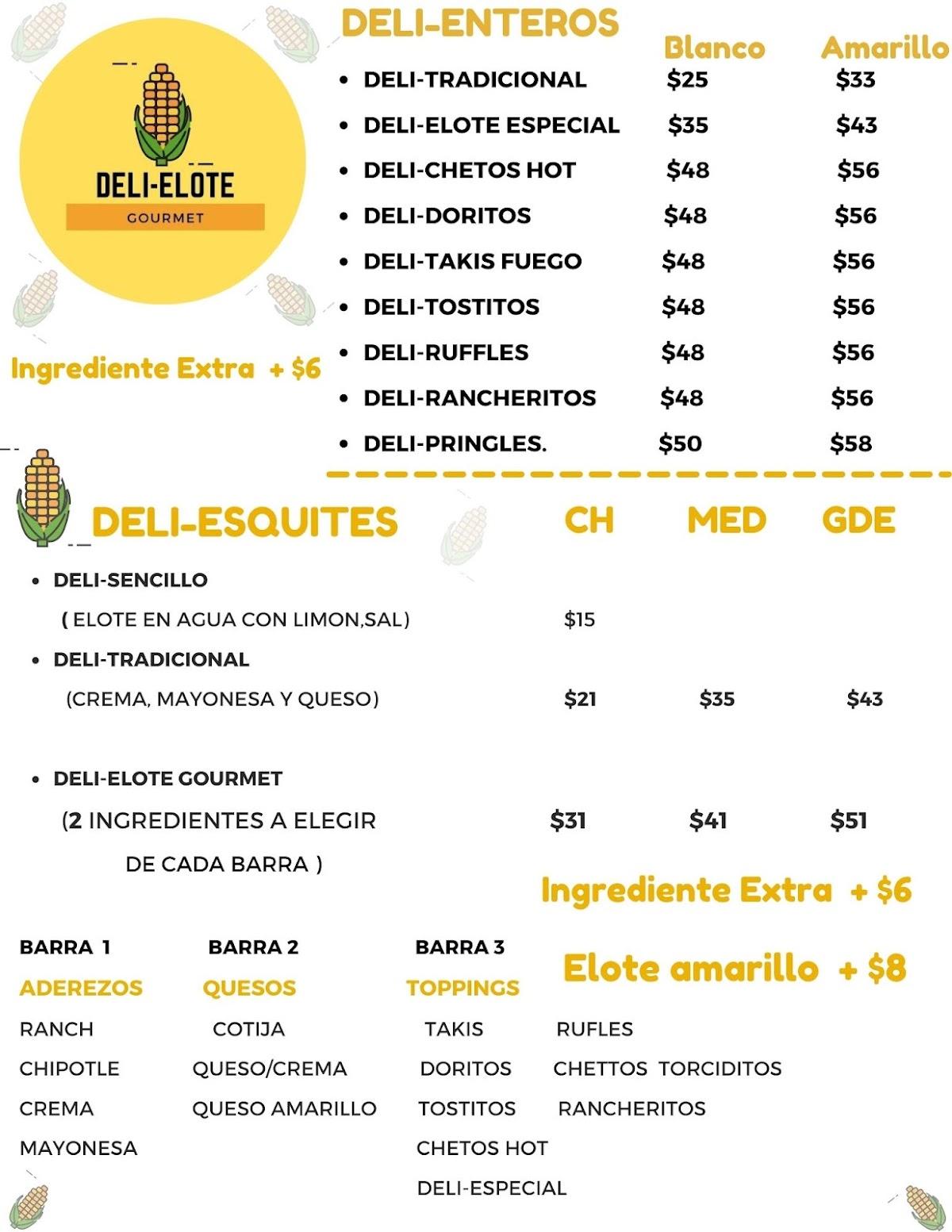 Menu at DELI-ELOTE GOURMET restaurant, Guadalajara