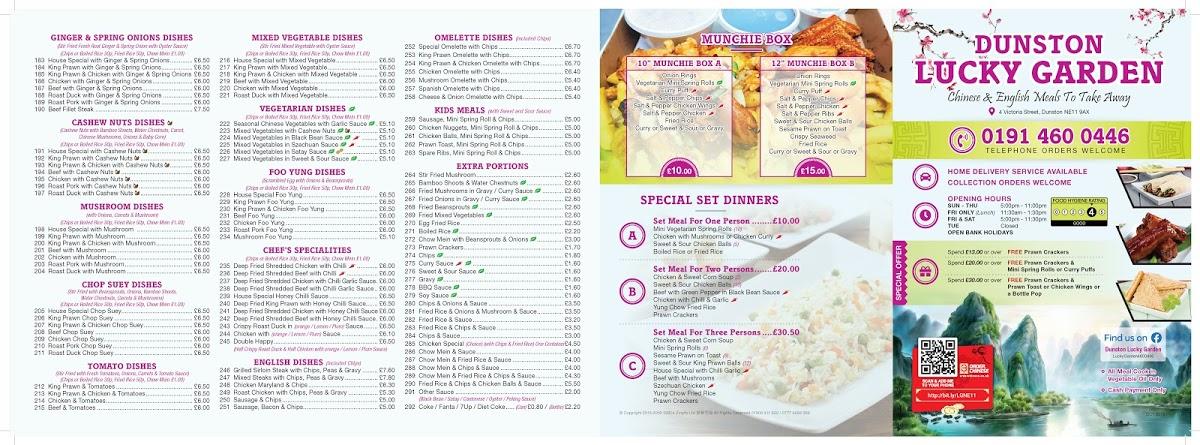 Menu at Dunston Lucky Garden fast food, Gateshead