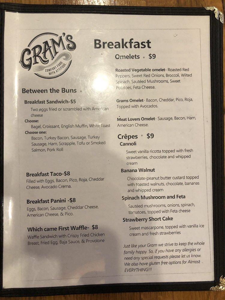 Menu at Gram's Eatery restaurant, Lewisburg
