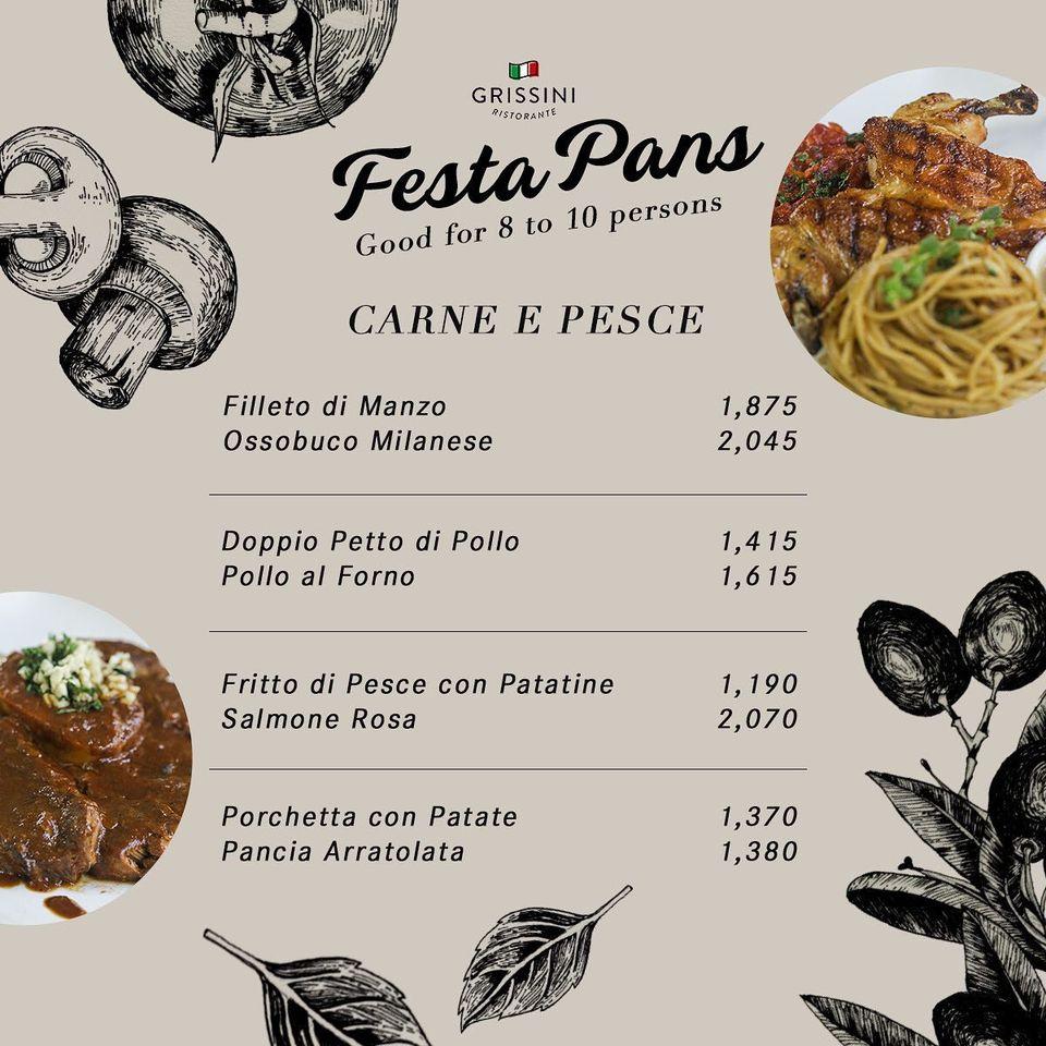 Menu at Grissini Ristorante Naga restaurant, Philippines