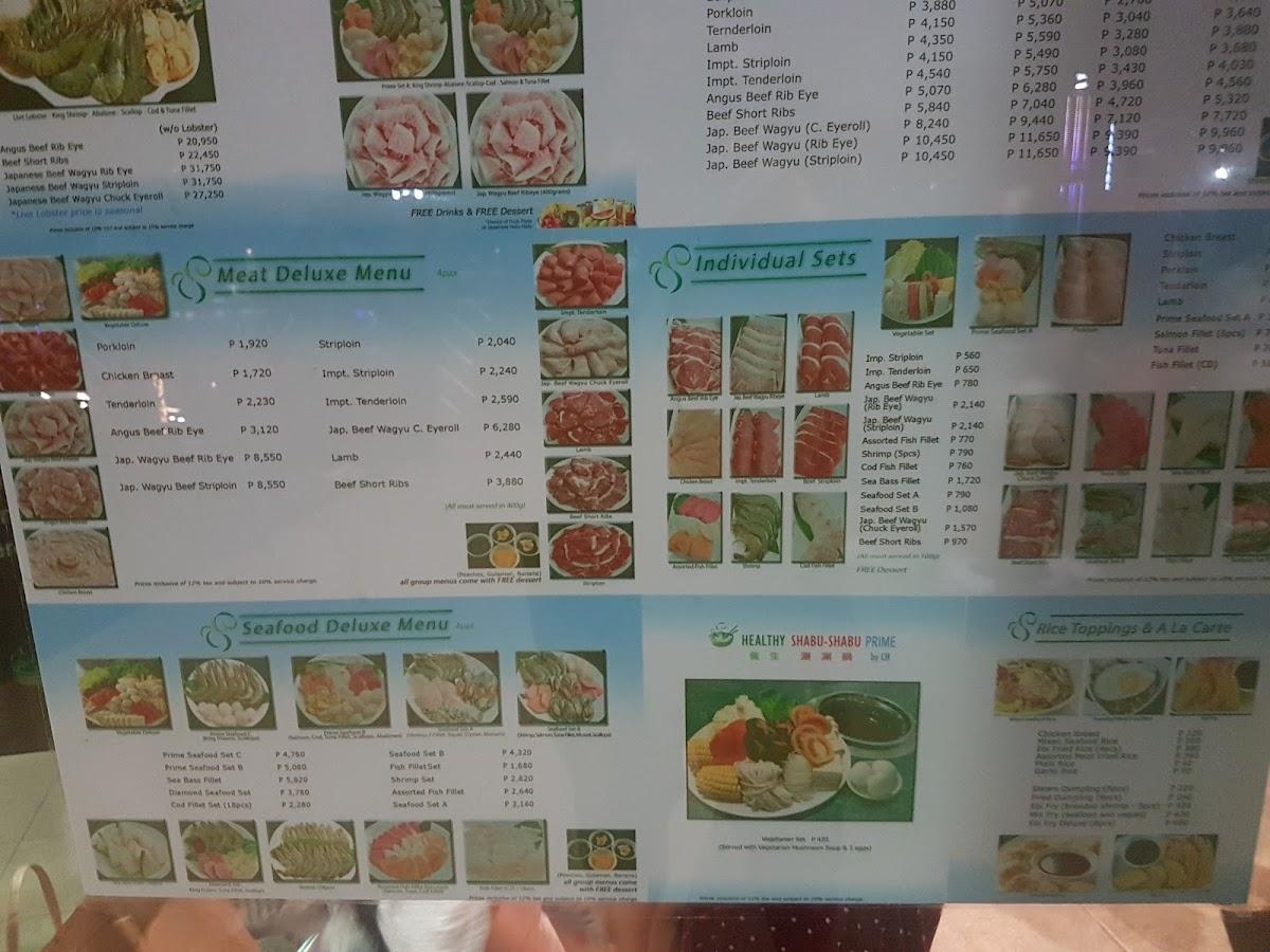 Menu at Healthy Shabu-Shabu restaurant, Pasay
