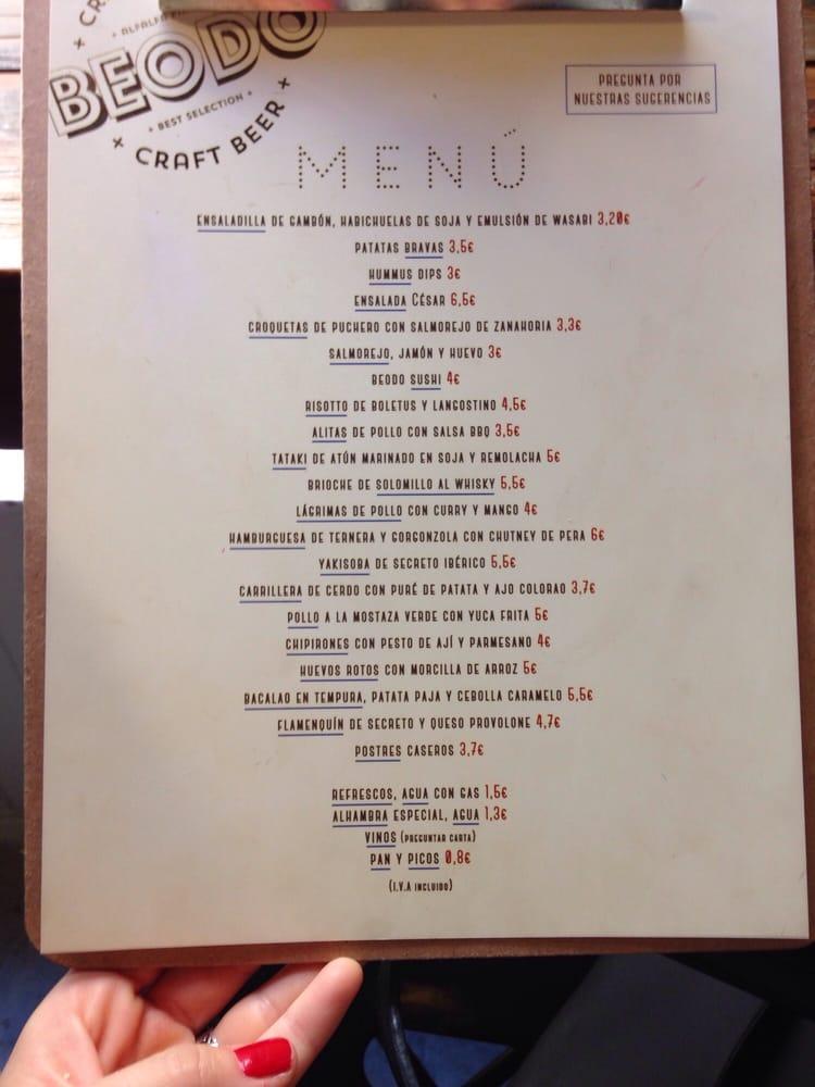Menu at Beodo Craftbeer pub & bar, Seville