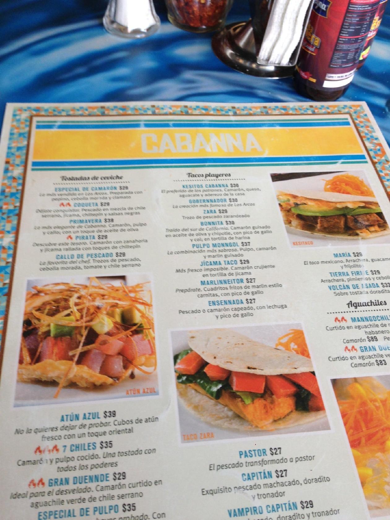 Menu at Cabanna Restaurant, Culiacán, Blvd. Francisco Labastida Ochoa 1695