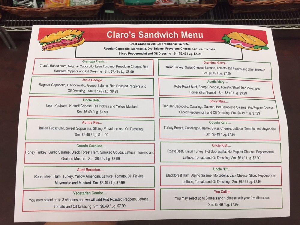 Carta del restaurante Claro's Italian Market, San Gabriel