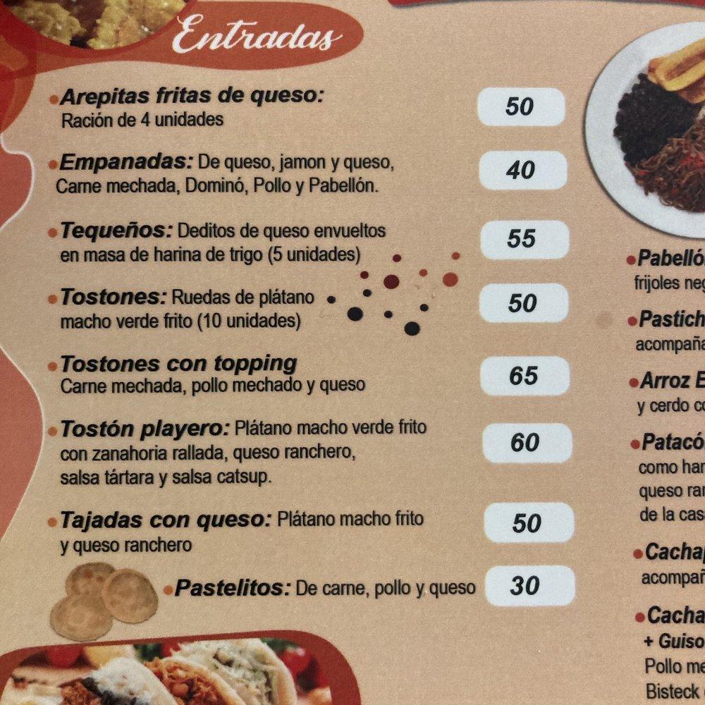 Menu at El Rincón de Caracas restaurant, Cancún, Palenque 101-MZ 1