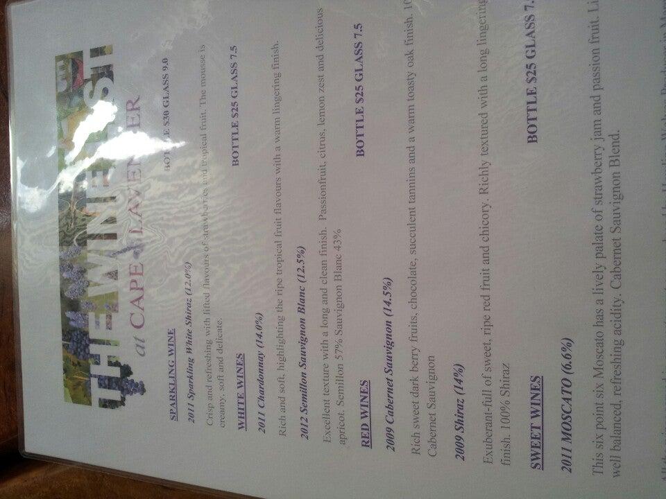 Menu at Lavender Bistro cafe, West Swan