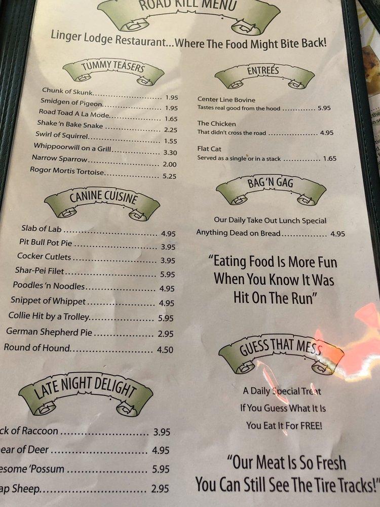 Menu at Linger Lodge Restaurant & Bar, Bradenton