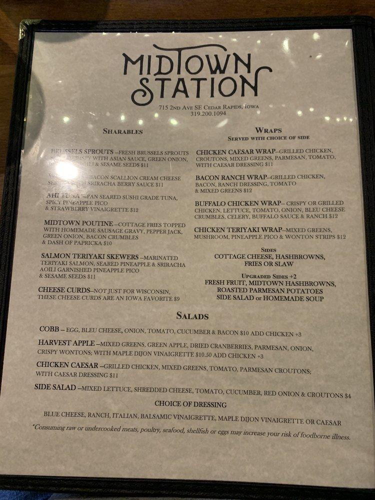 Menu at Midtown Station pub & bar, Cedar Rapids