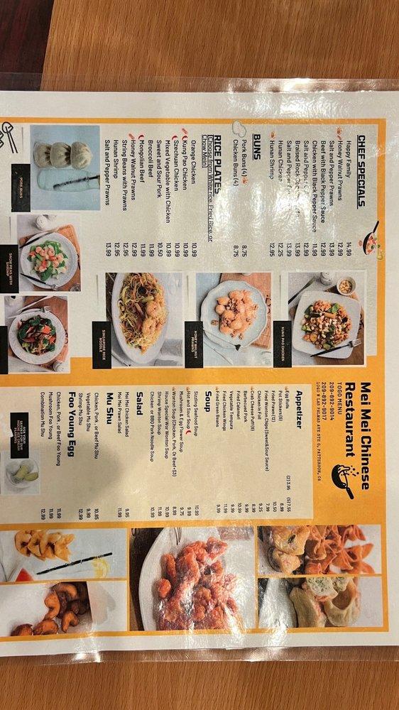 Menu at Mei Mei restaurant, Patterson