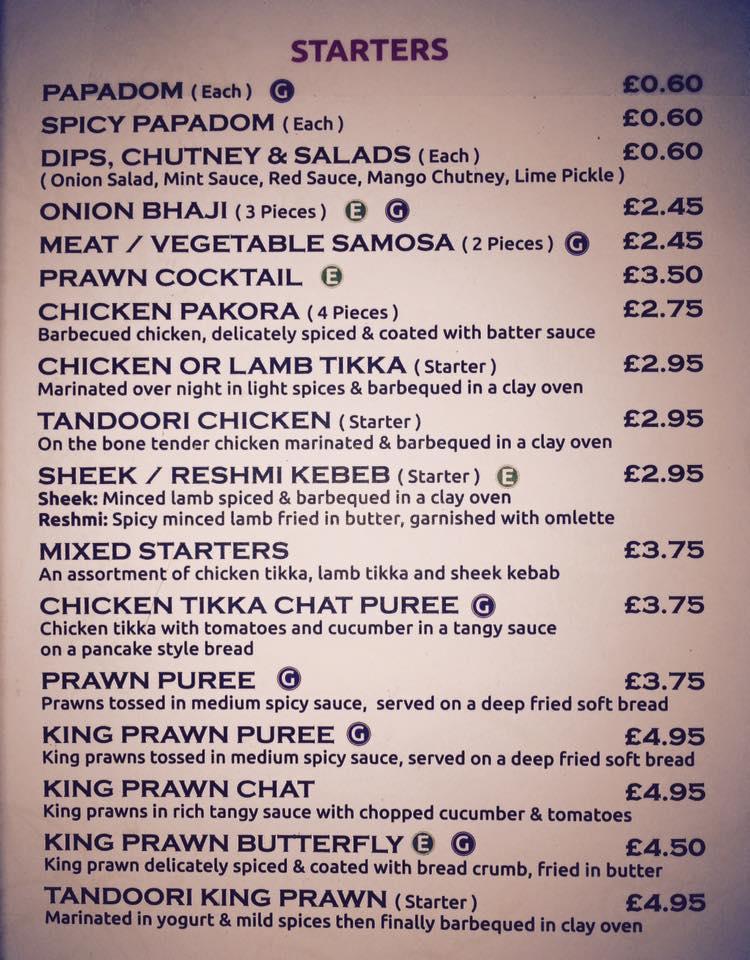 Menu at Pink Garlic fast food, Rayleigh