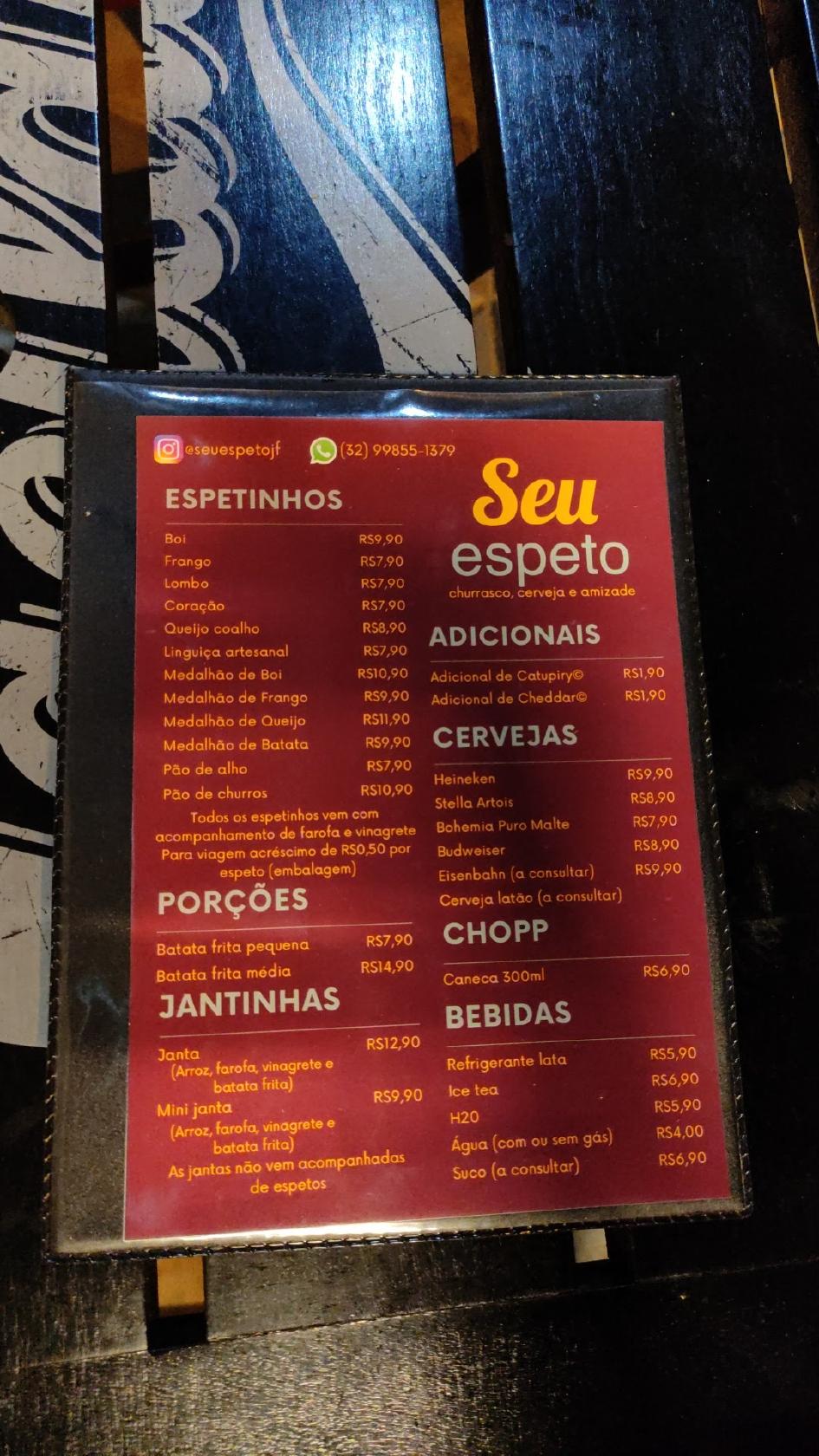 Menu at Seu espeto restaurant, Juiz de Fora