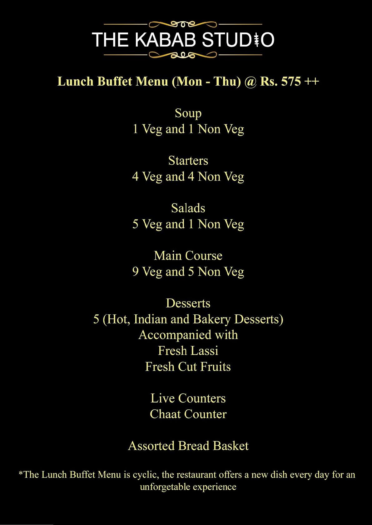 Menu at The Kabab Studio, Bengaluru, 32/3