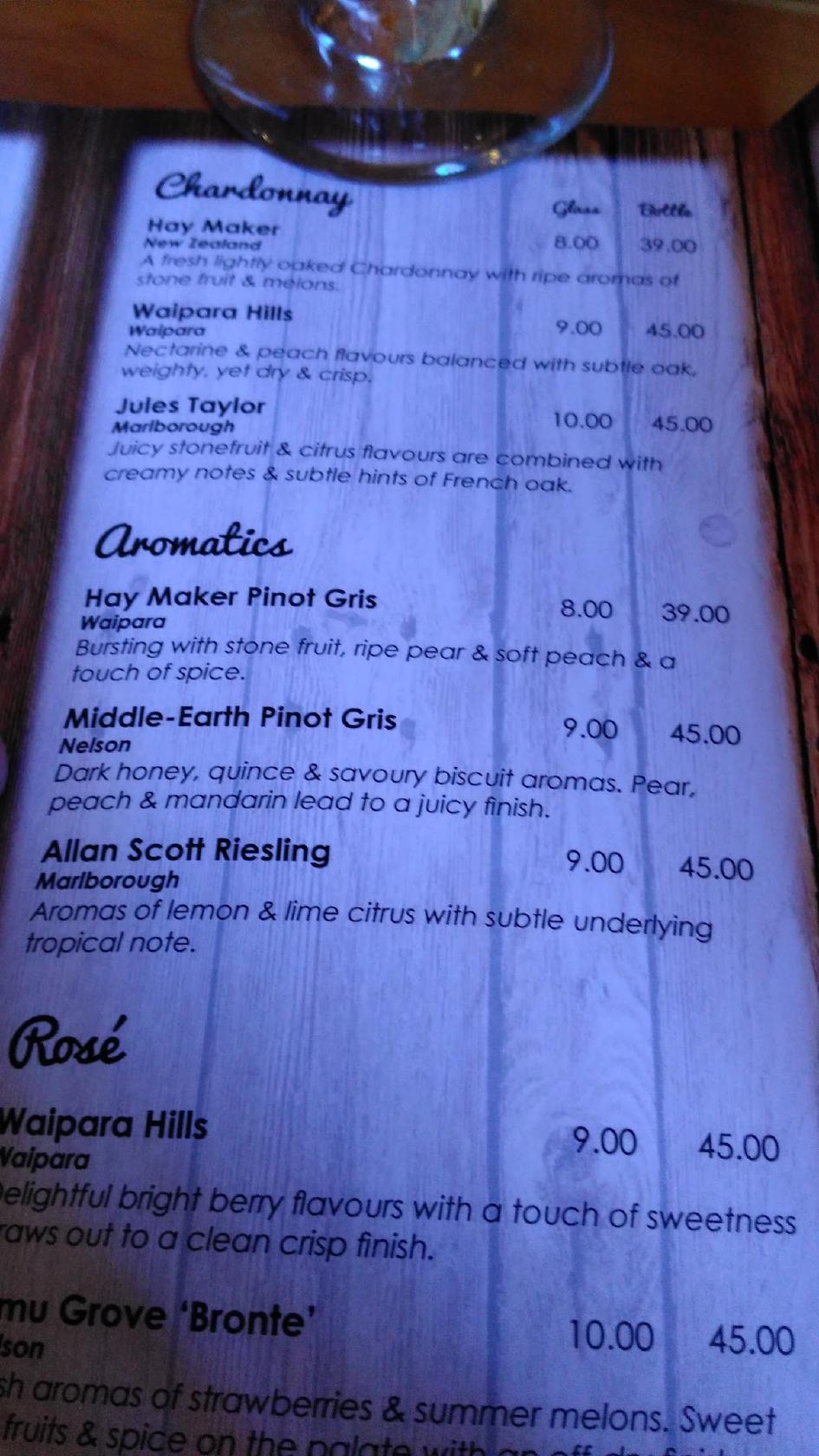 Menu at The Stables Tavern & Restaurant, Richmond